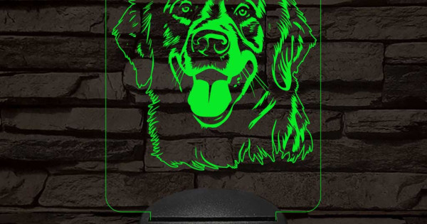 Golden retriever-fej 7 színű 3D led lámpa - 3dlampa.hu webáruház
