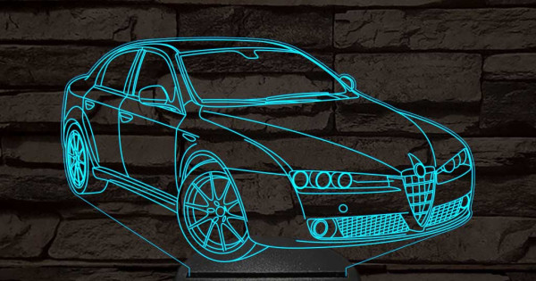 Alfa Romeo 159 autó 7 színű 3D led lámpa - 3dlampa.hu webáruház