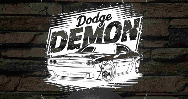 Dodge Challenger Demon 7 színű 3D led lámpa - 3dlampa.hu webáruház