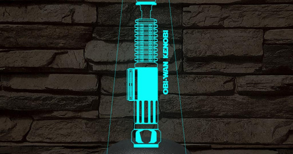 Obi-Wan Kenobi új fénykardja 7 színű 3D led lámpa - 3dlampa.hu webáruház